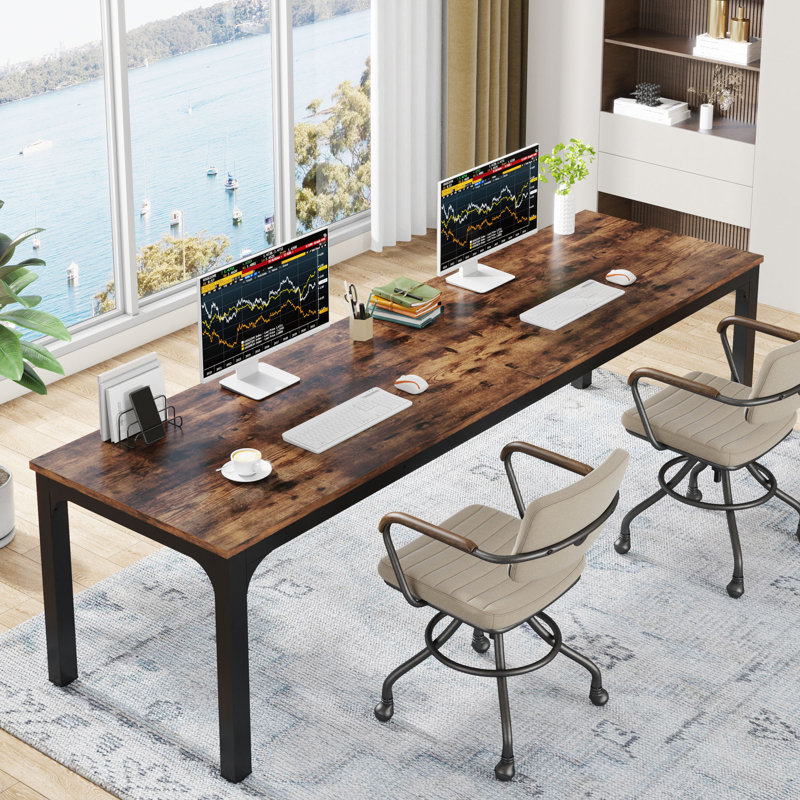 Ebern Designs Pallas 78.74 Extra Long Double Computer Desk for Workstation Reviews Wayfair
